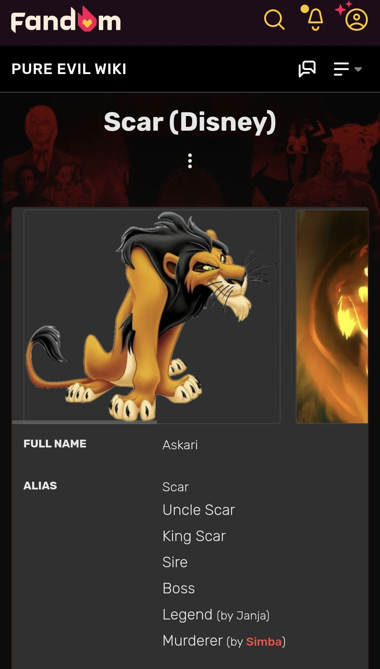 Why Scar's profile can't be edited? | Fandom