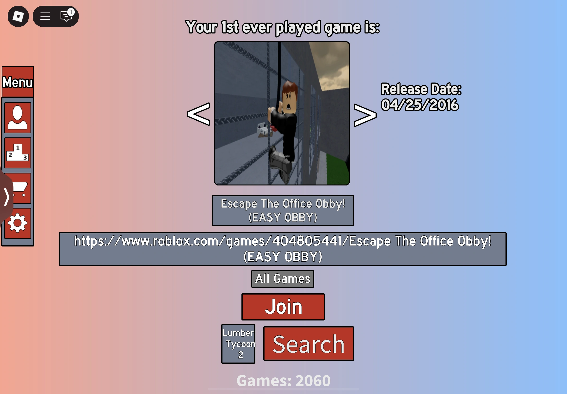 The first roblox game i ever played (not counting when i started as a ...