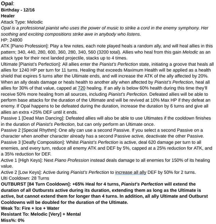 Character Overview: Opal | Turnium / Turn Based Game | Fandom