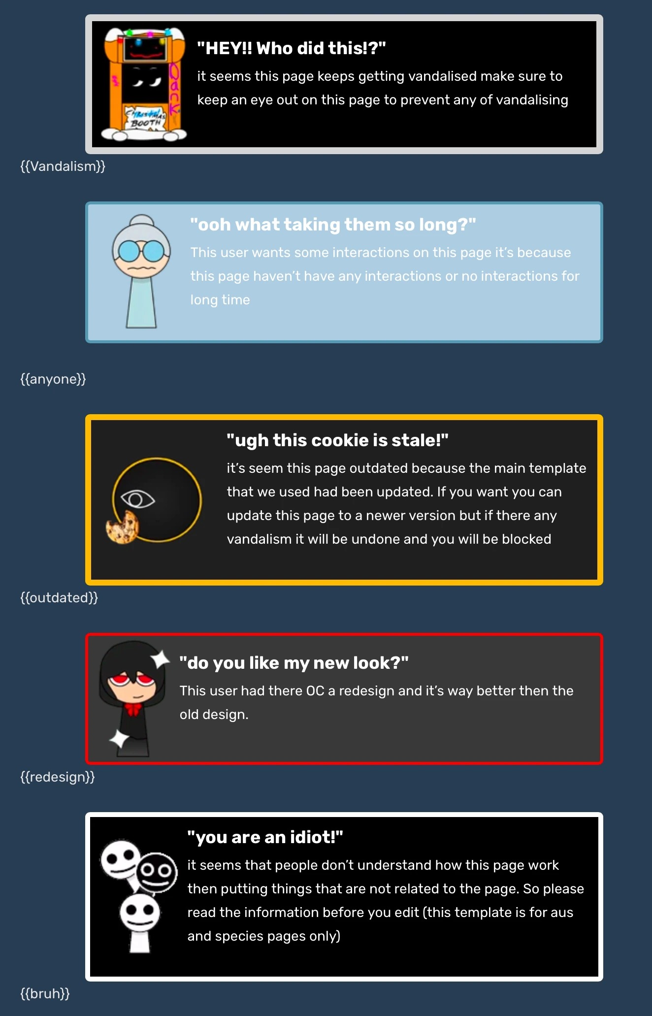 I made these five templates for you guys to uses | Fandom