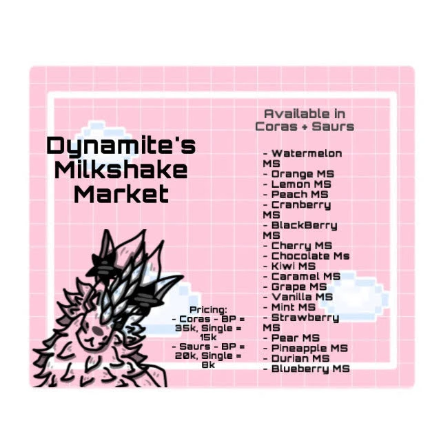Dynamite's Milkshake Market (Aka my themed Raptor + Cora shop) | Fandom