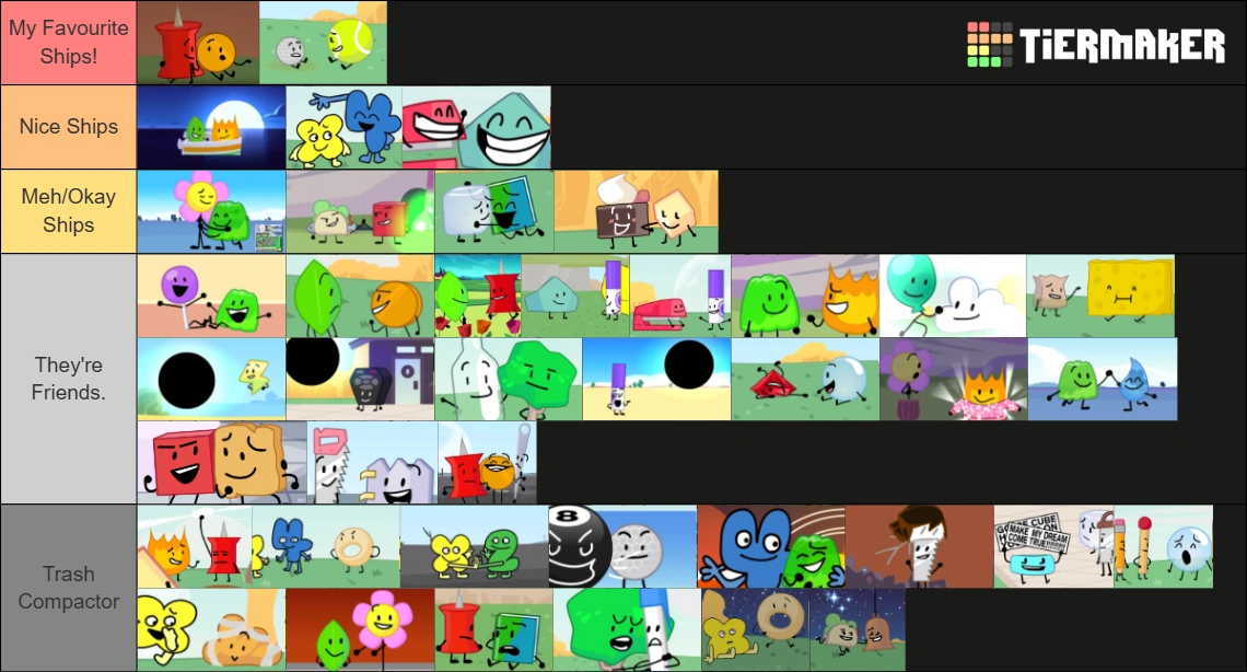 My BFB Ships Tier List Because I'm Bored | Fandom