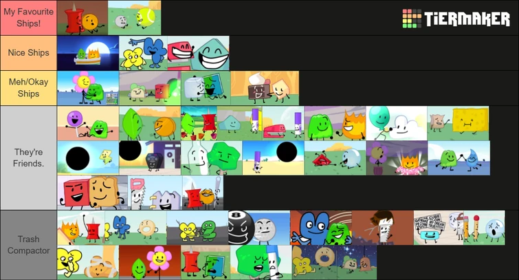 My BFB Ships Tier List Because I'm Bored | Fandom