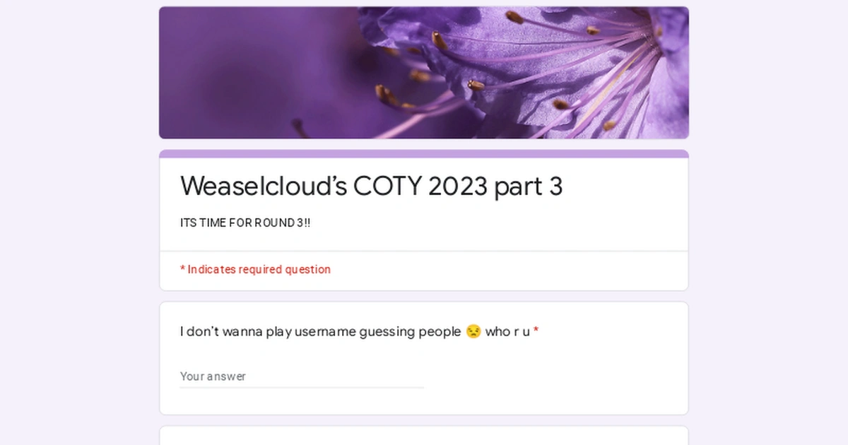 Weaselcloud’s COTY Round 3 | Fandom