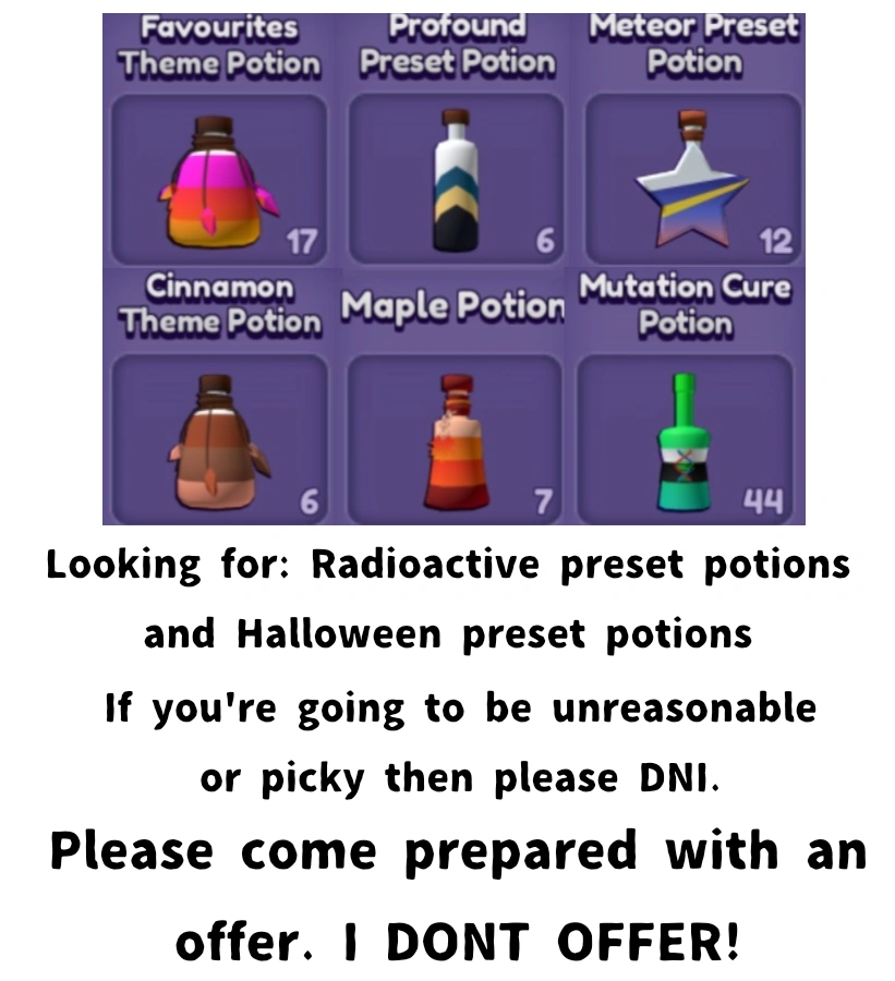 Looking for Radioactive & Halloween preset potions | Fandom