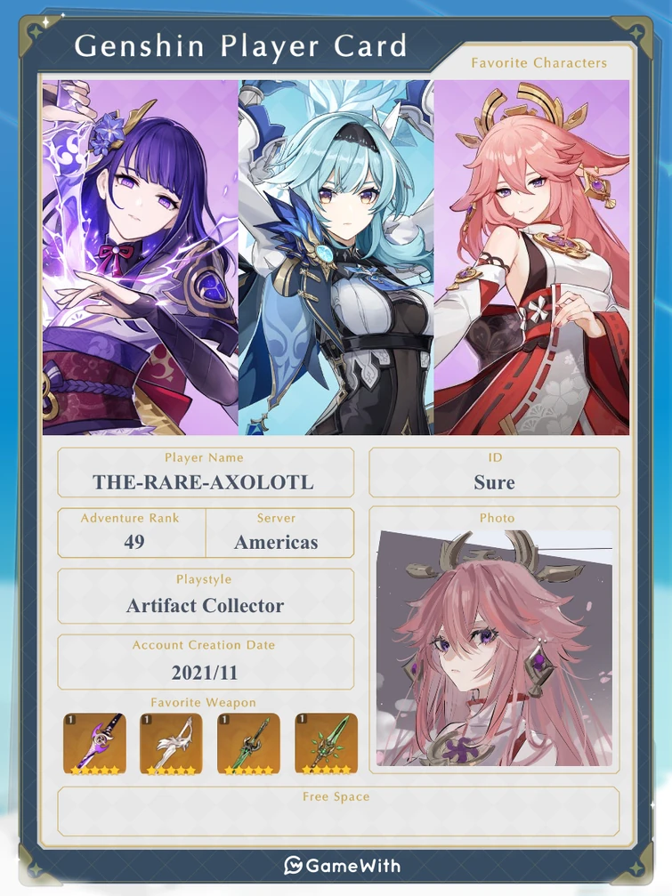 Genshin Player Card! | Fandom