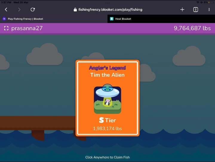 I got Tim The Alien (0.05%) in Fishing Frenzy | Fandom