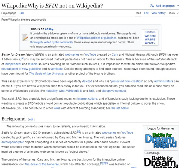 Wikipedia’s beef against BFDI needs to be studied. | Fandom