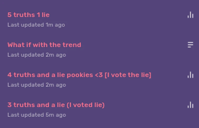help so many ppl hopping on this "_ truths _ lies" or "_ lies _ truths ...