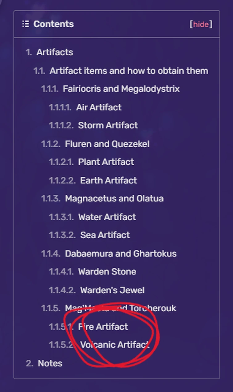 About Fire/Volcano Artifacts... | Fandom