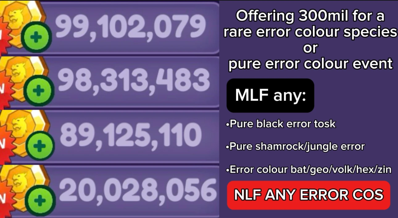 Offering 300mil coins for a rare error colour species / pure shamrock ...