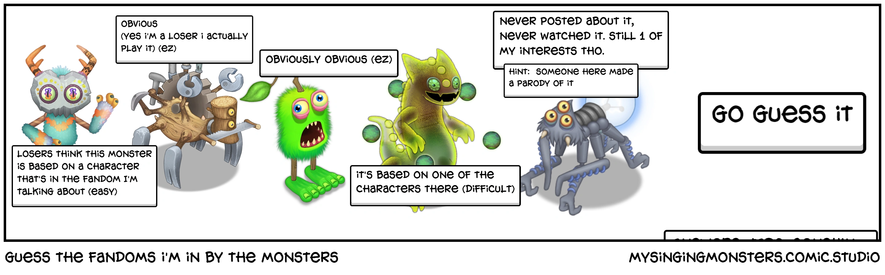 guess monsters by my interests (hoping this doesn't become a trend ...