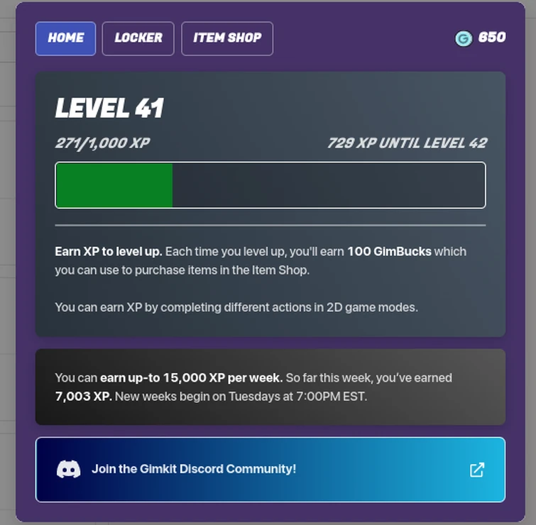 what level is the gimkit community currently at? (please add an image ...