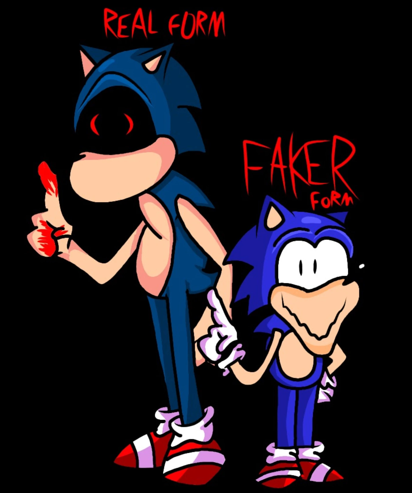 Zonic (reference sheet monster form- he has one eye (faker- normal but ...