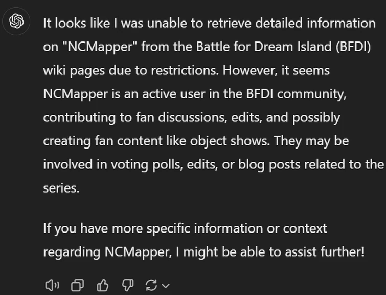 part 2 of asking chatgpt if they know bfdi wikians | Fandom