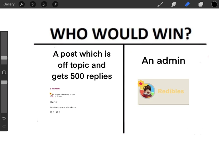 A meme referencing the removal of off topic | Fandom