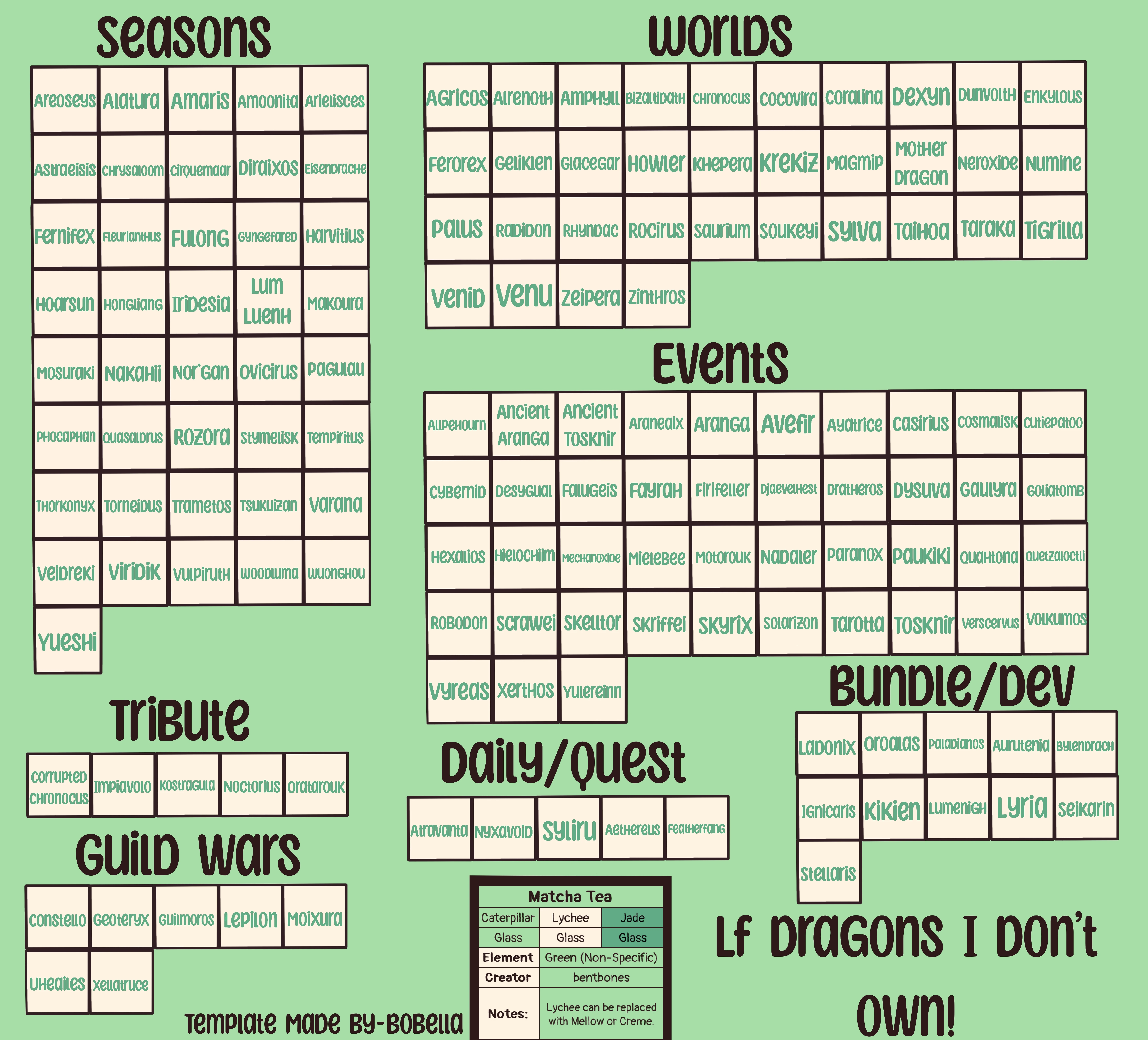 Do you collect themes/dragons? I’m making free charts for everyone ...