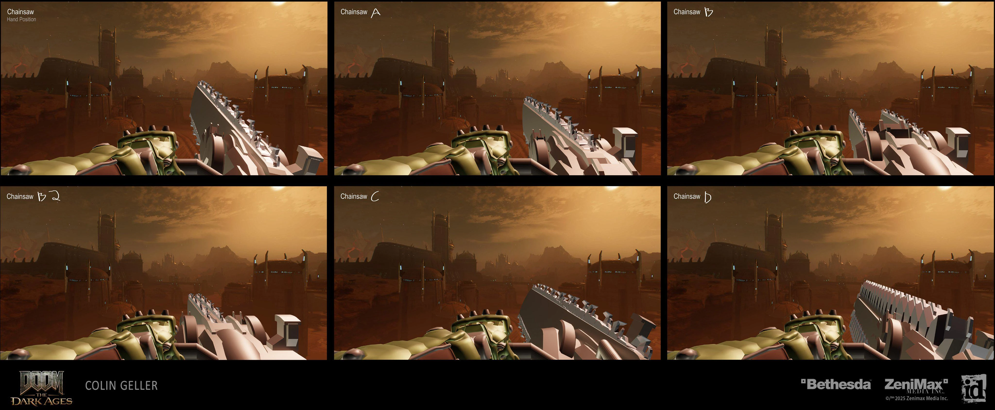 Concept art of the unused Atlan mech chainsaw in Doom The Dark Ages, by ...