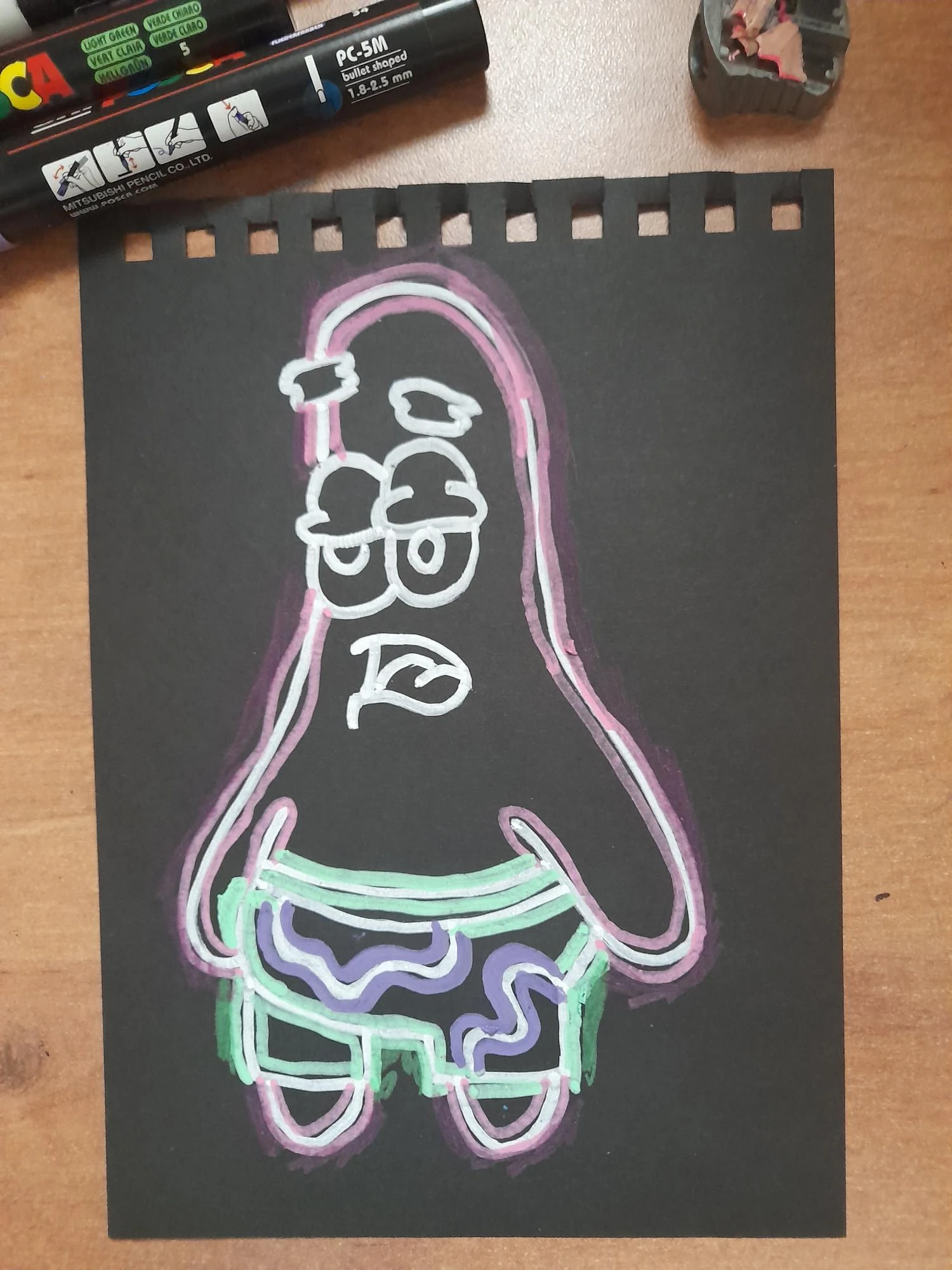 My Posca pen drawing of Patrick (glow effect) | Fandom