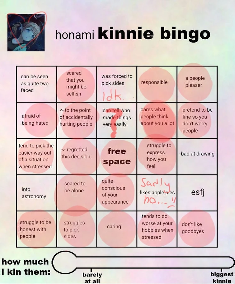 Did every honami kinnie bingo I could find | Fandom