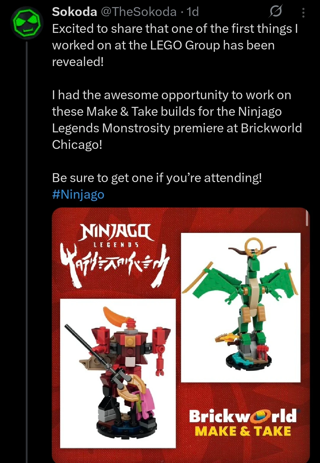 Sokoda's very 1st Ninjago lego models will be at Brickworld Chicago ...