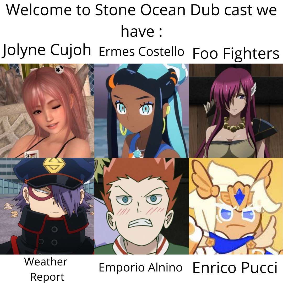 Stone Ocean dub cast (made by me) | Fandom