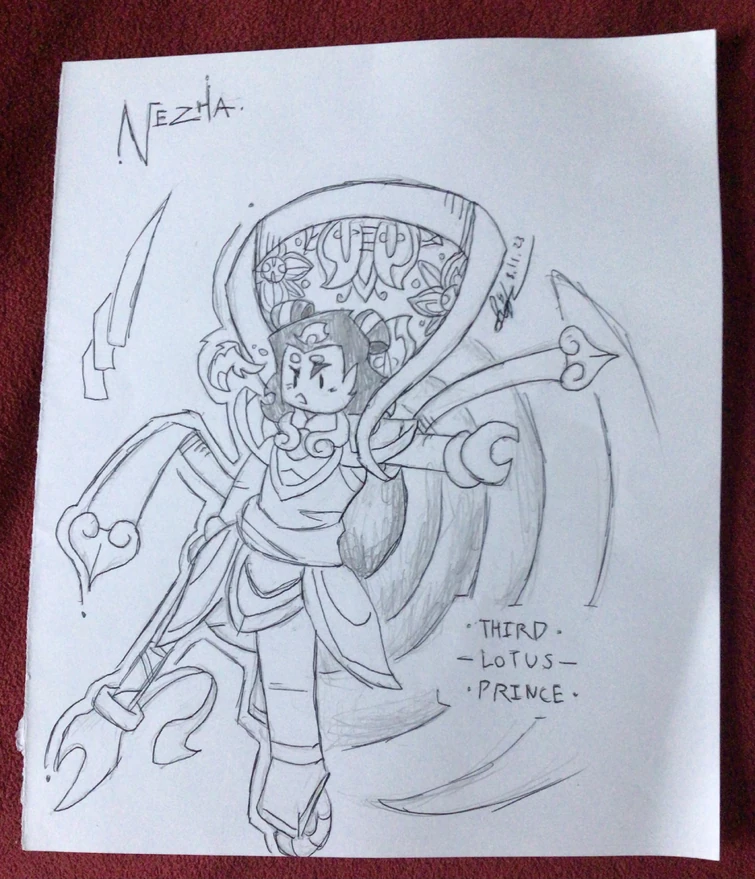 Mildly stylized Nezha doodle | Fandom