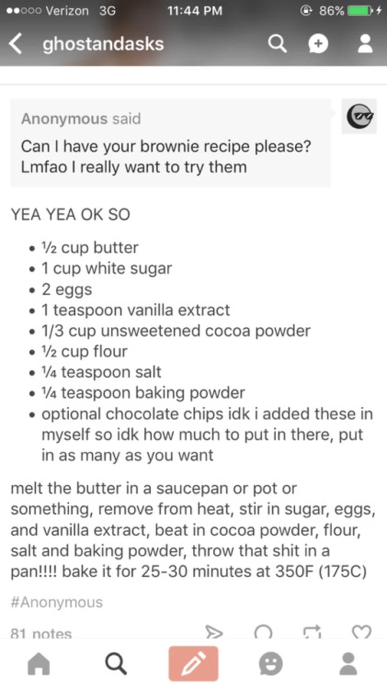 Ghost and Pals’s brownie recipe | Fandom