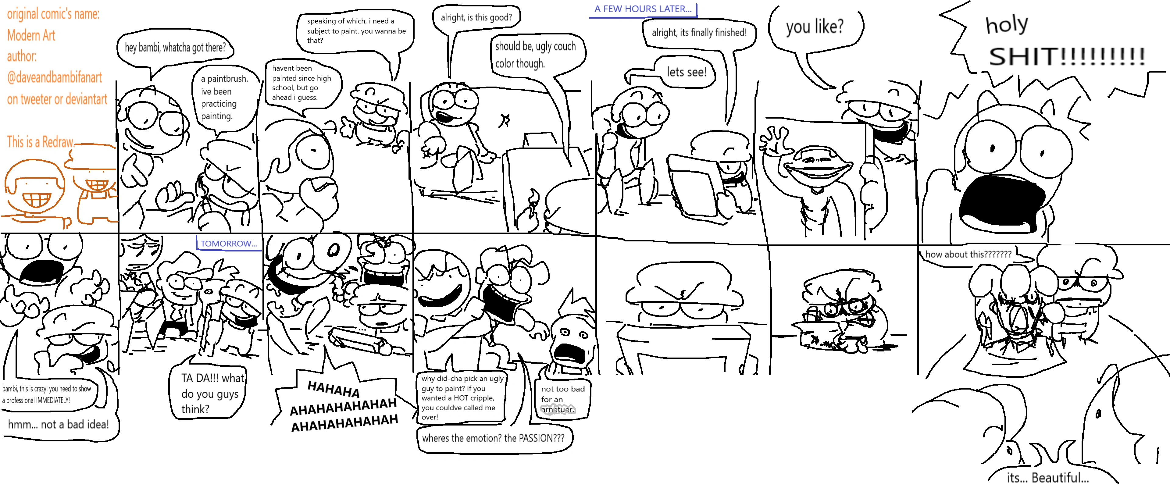 my Redraw of a pretty old Dave and Bambi comic: Modern Art | Fandom