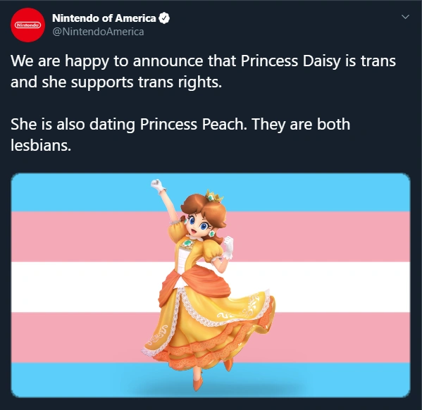 just found out that princess daisy is trans and in a relationship with ...