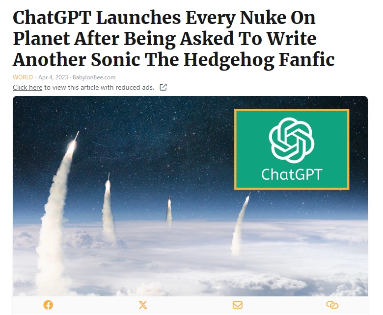 This is from the Babylon Bee, a satirical news website | Fandom