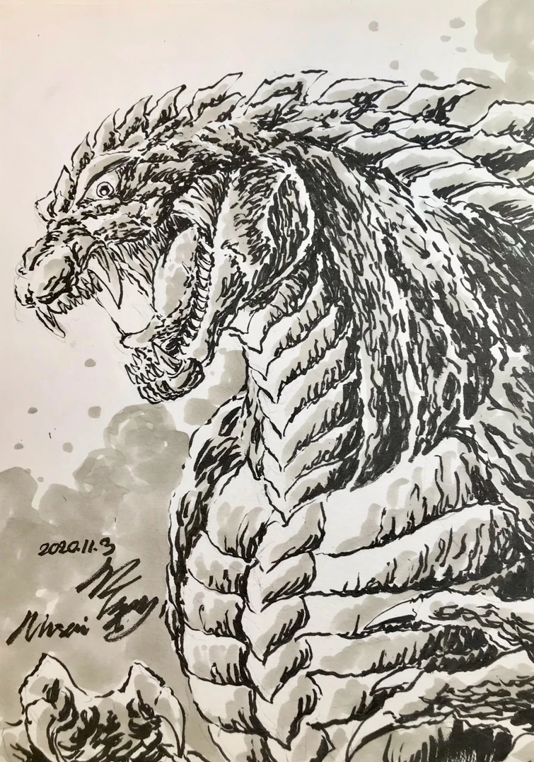 Godzilla 2022 Roar Drawing