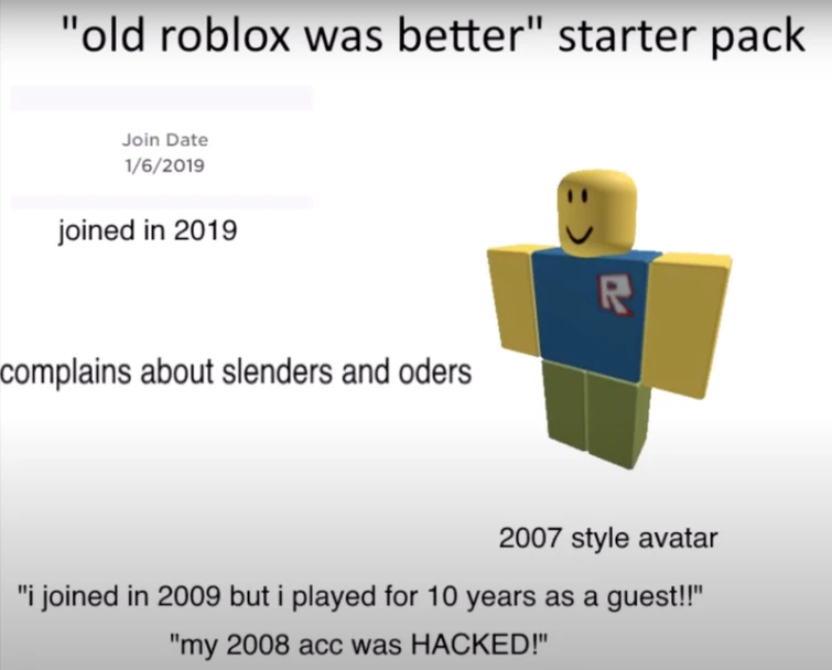 "Bring back old roblox" starter pack | Fandom