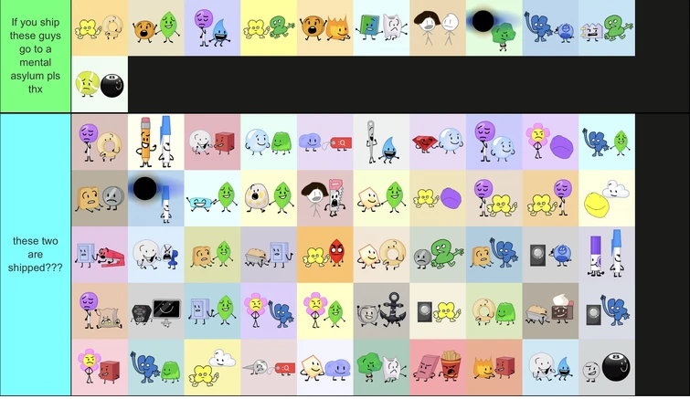 BFDI ships based off how much I support them (Inspired by | Fandom
