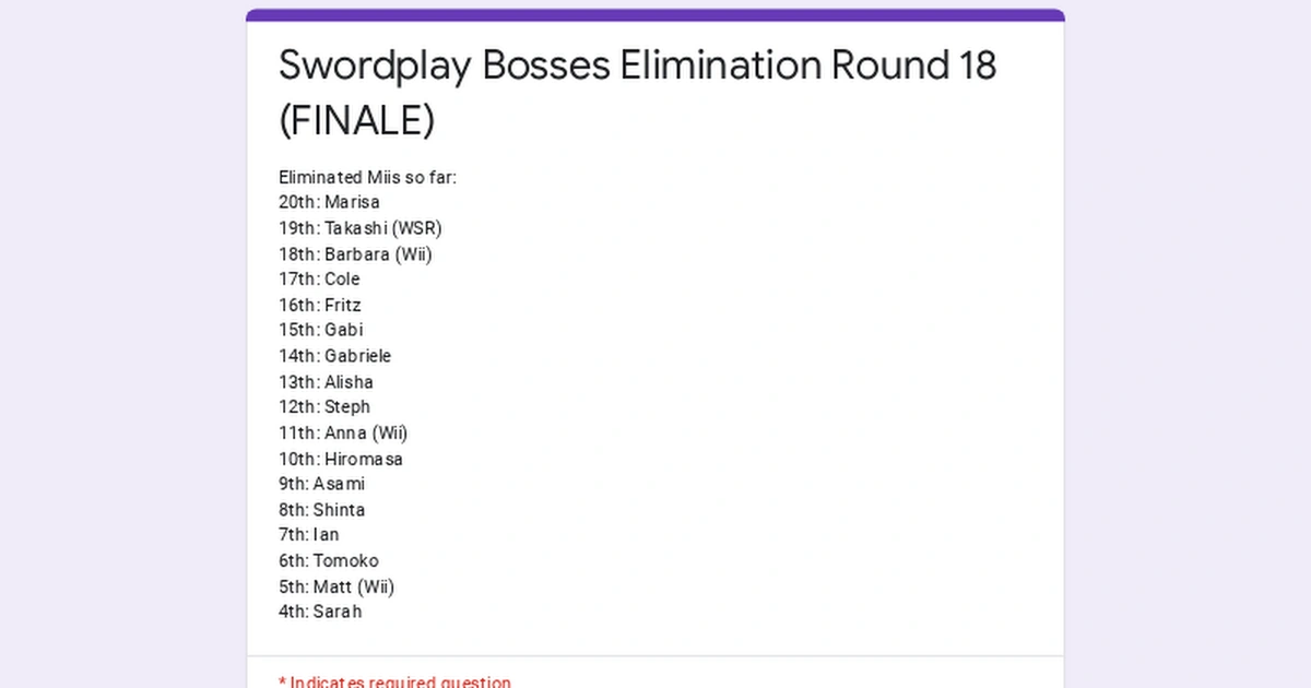 Swordplay Bosses Elimination Round 18 (FINALE) | Fandom
