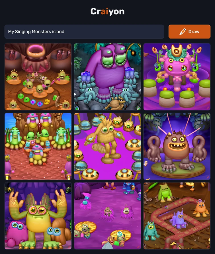 I was On Craiyon to search my singing monsters and this happened | Fandom