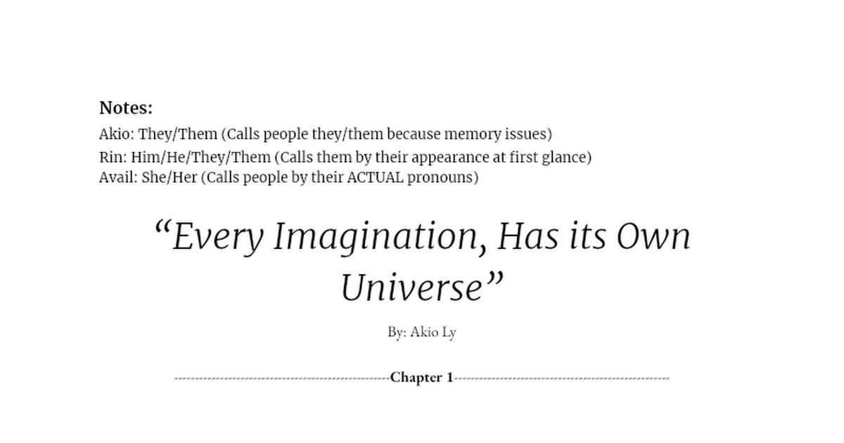 *Sparkle* Lore *Sparkle* (Google Docs) - Chapter 1 | Fandom