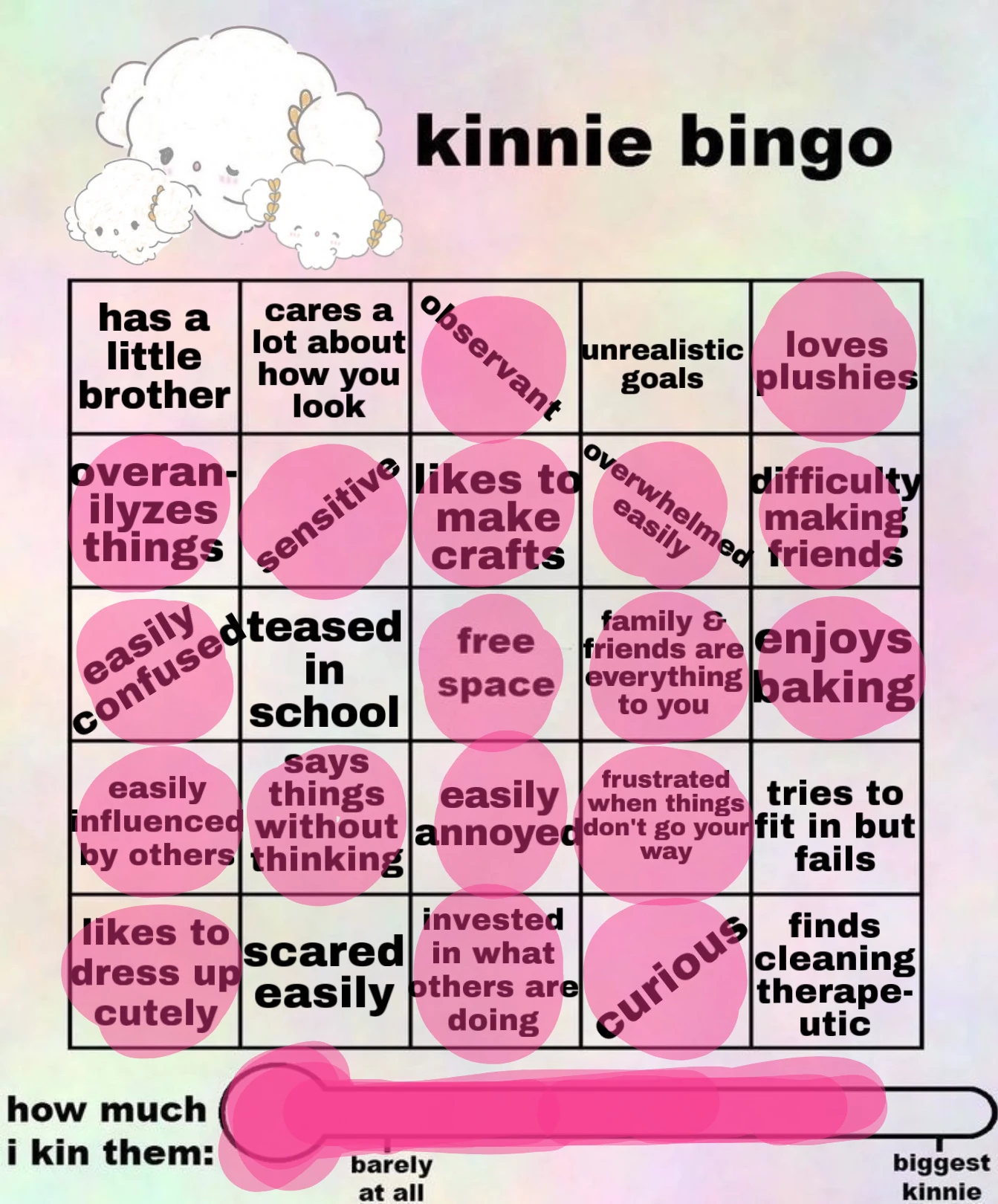 I did the Kinnie bingo that I made | Fandom