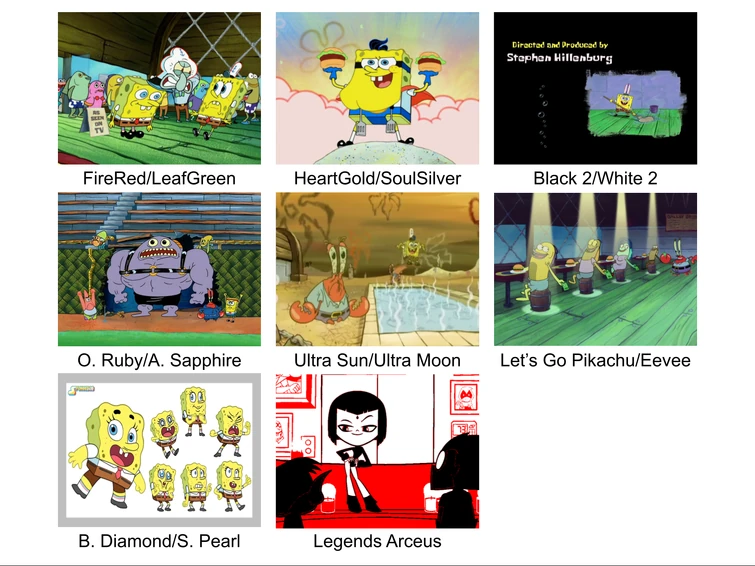 Other important Pokemon games represented by SpongeBob | Fandom