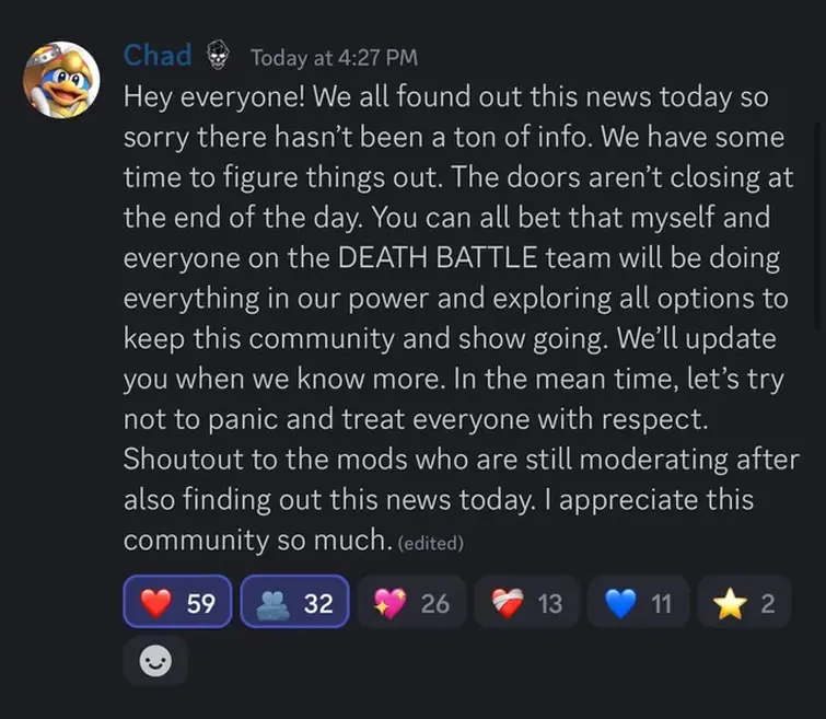 Chad has spoken up on the recent death battle dilemma | Fandom