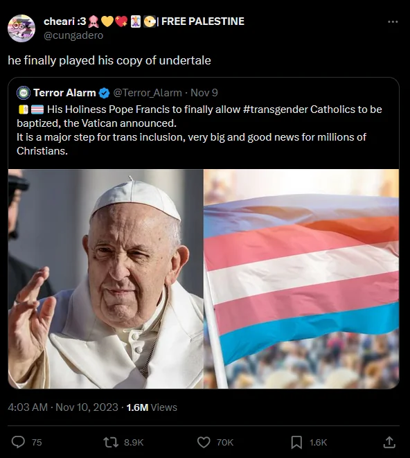 Y’all think the pope played that copy of Undertale MatPat gave him ...