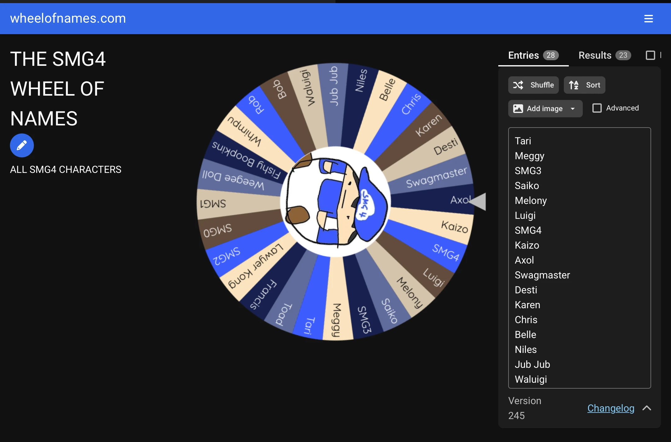 Oh nothing, just my beeg SMG4 wheel of names | Fandom