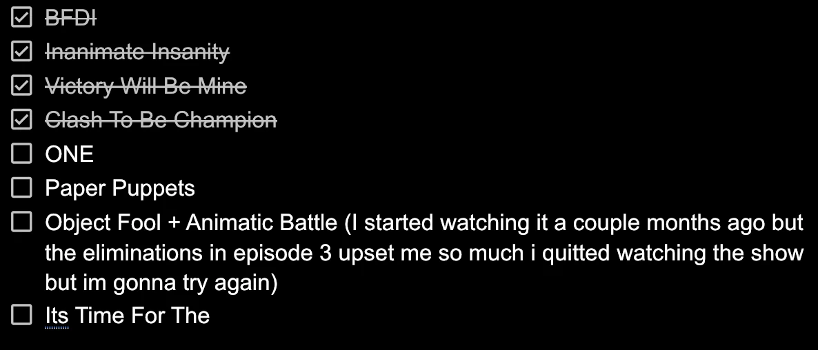 Im starting an OSC checklist for myself | Fandom