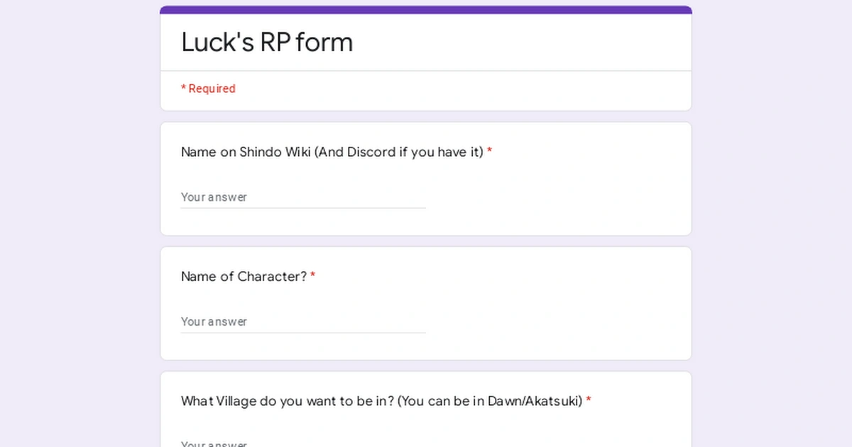 RP Form | Fandom