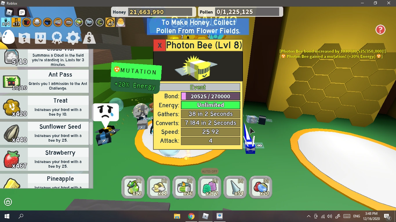 So I got my first Atomic Treat and used it on Photon Bee, this is what ...