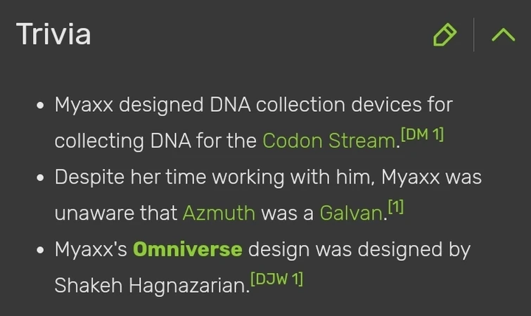 The second piece of trivia on Myaxx's page makes no sense. | Fandom