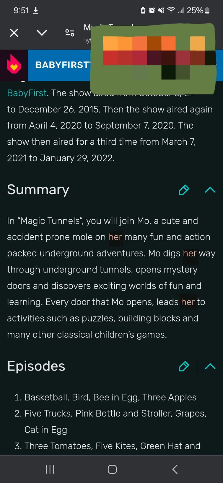 I'm very confused with Magic Tunnels Is Mo the Mole a Female it a Male ...