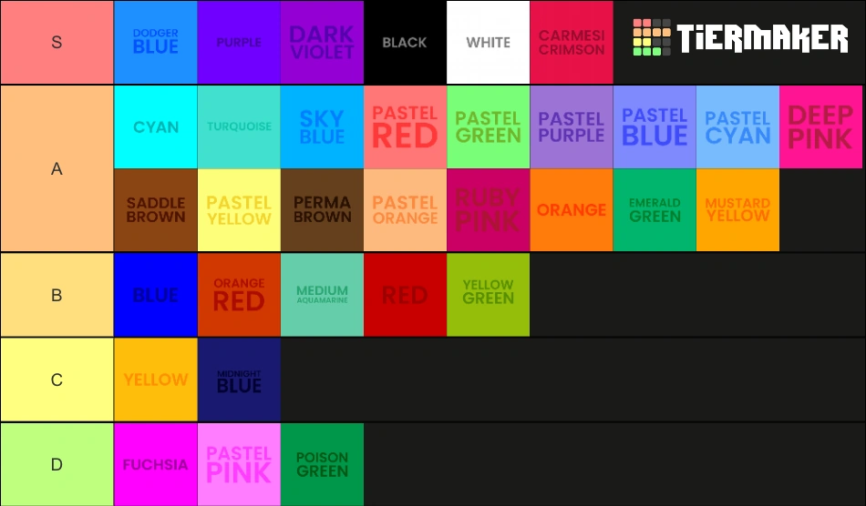 color tier list | Fandom