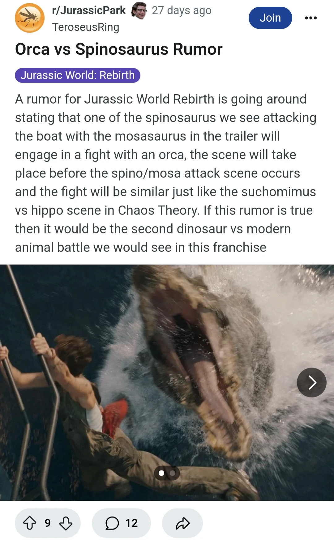 Supposed Orca vs Spinosaurus Battle Rumored for Jurassic World Rebirth ...