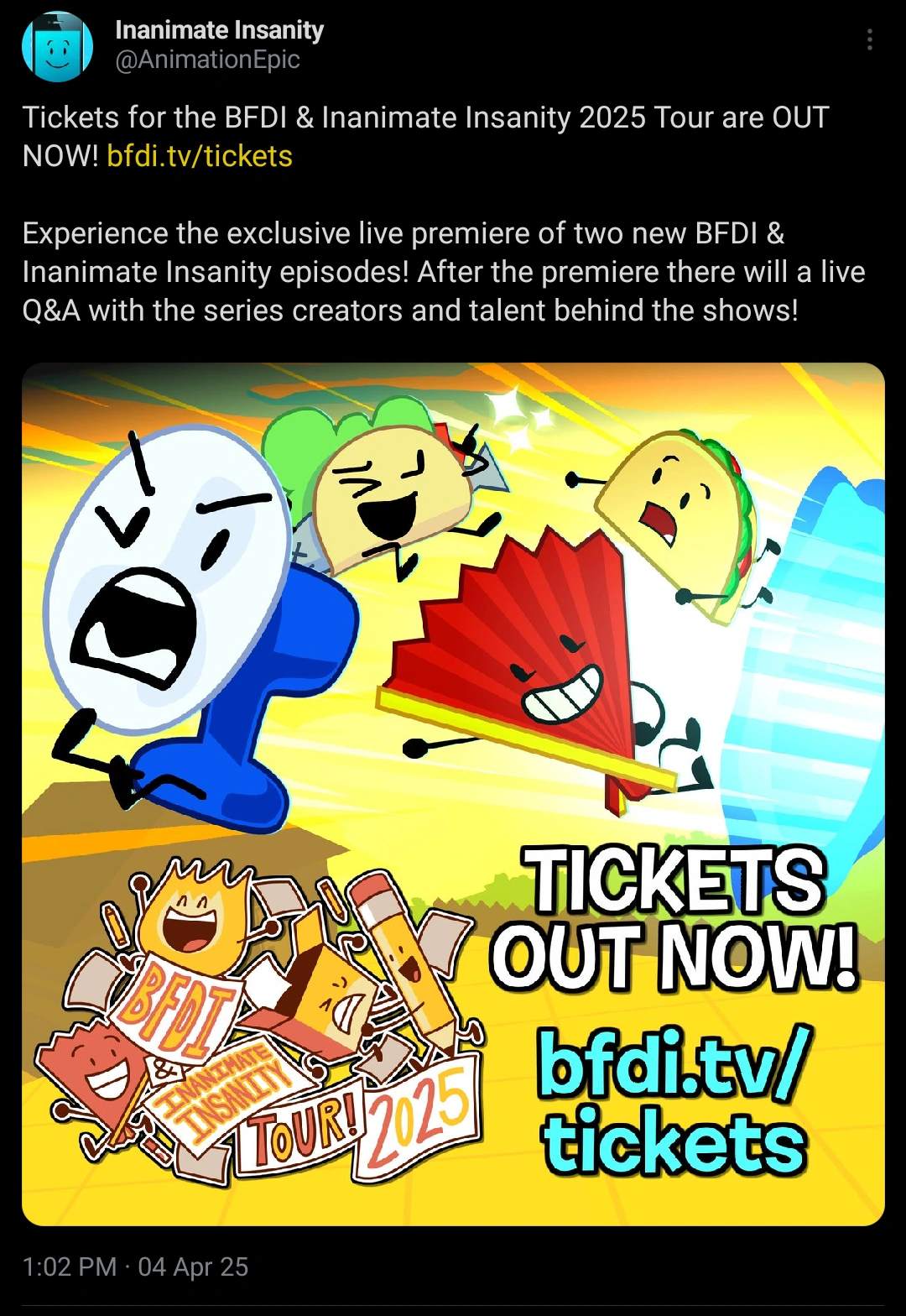 tickets for BFDI x II Tour 2025 are out now! | Fandom